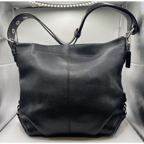Coach | Bags | Coach Duffle Convertible Black Pebbled Leather Hobo ...